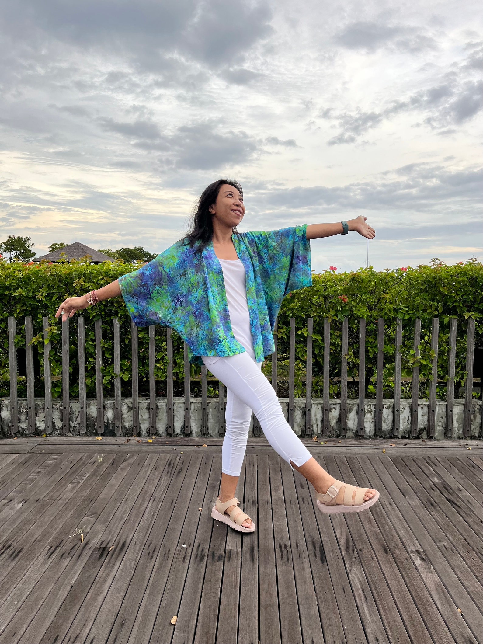 Kimono Outer Jacket in Rayon Batik, Plus Size Cardigan, Casual Blazer ...