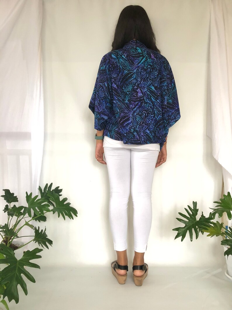 Blue Black Batik Rayon Jacket Women Kimono Cardigan Bali - Etsy