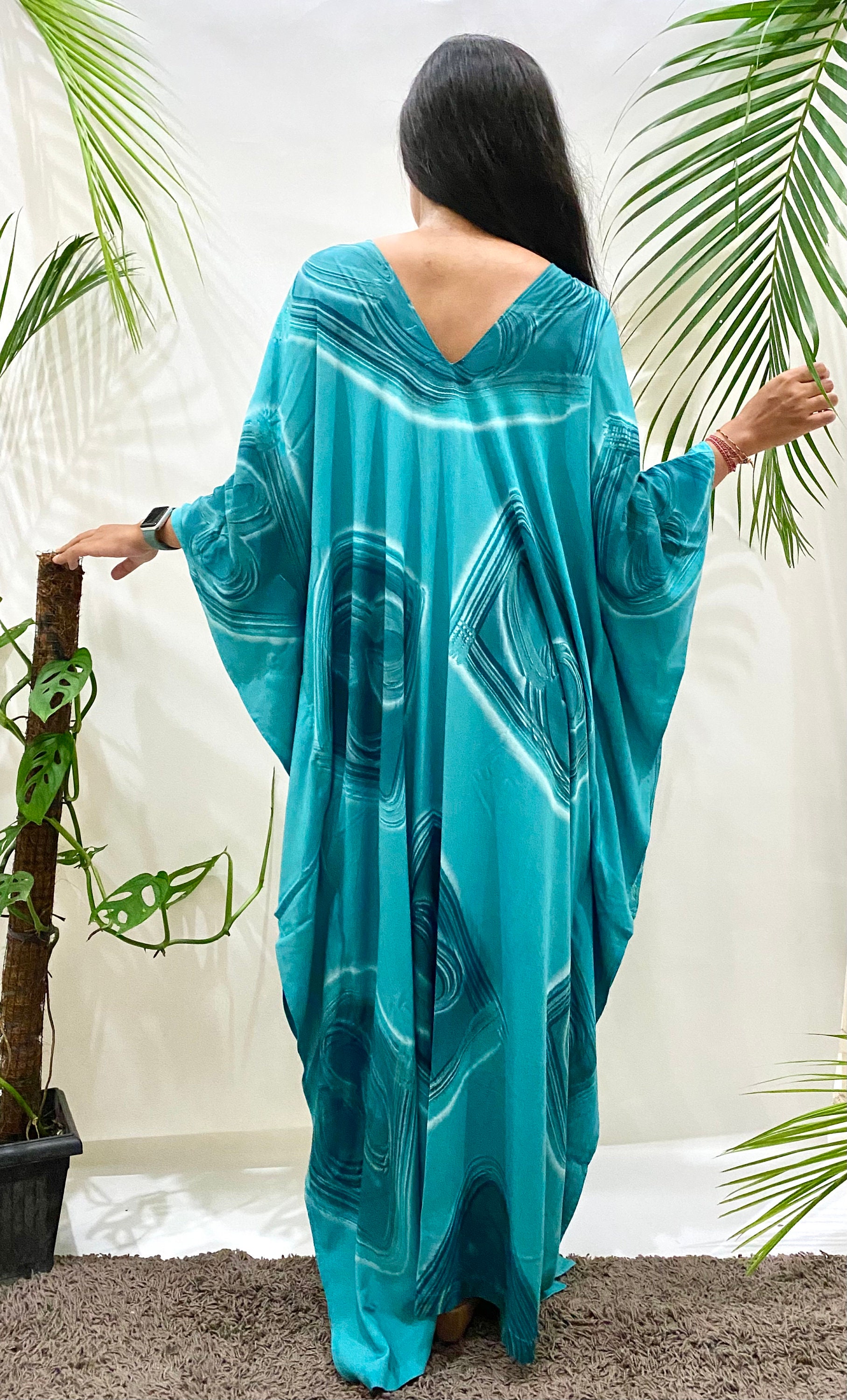 Turquoise Teal Long Kaftan Loose Fit Evening Dress Casual - Etsy