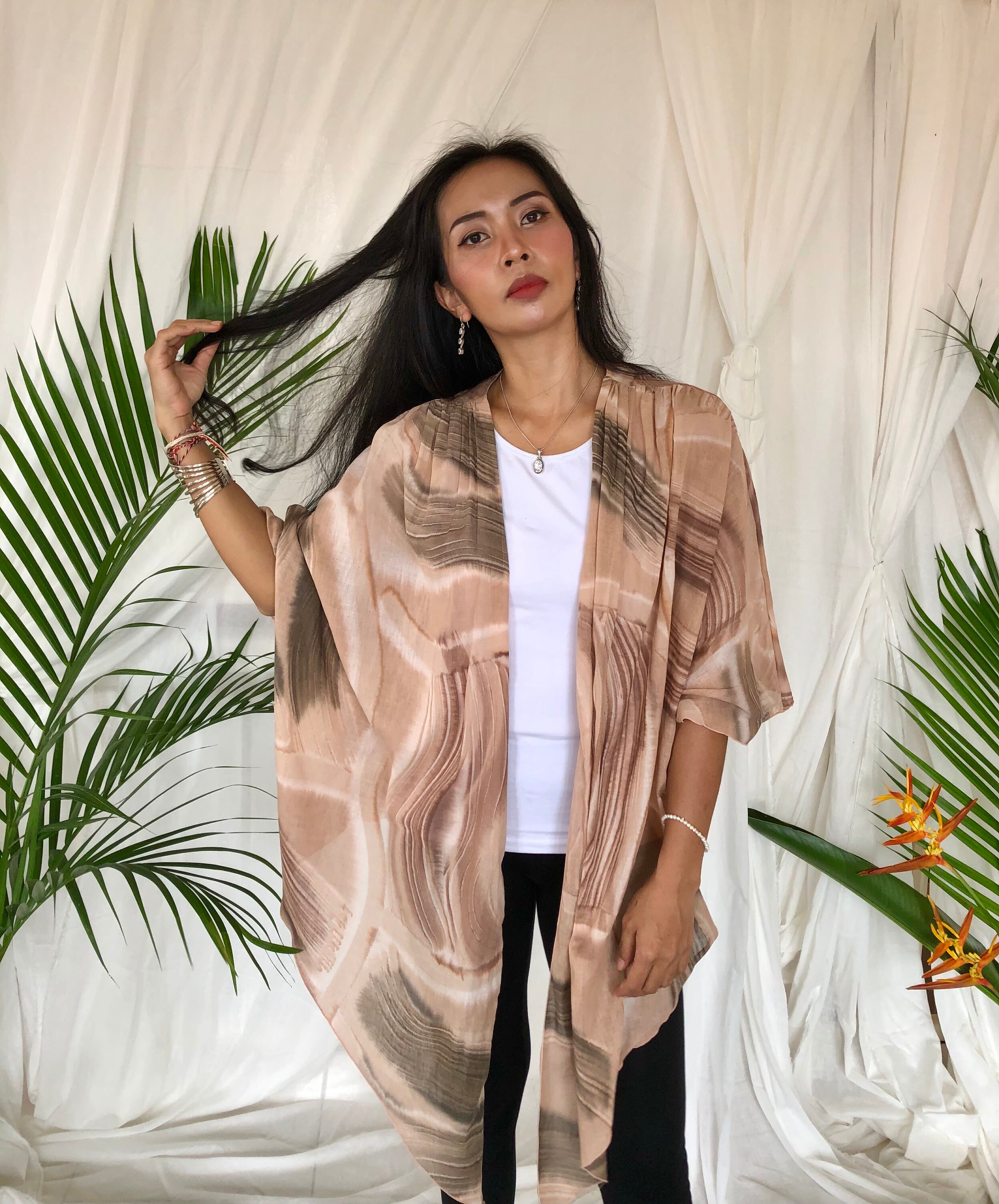 Outerwear Cascading Beach Cover Up Bali Kimono Cardigan in | Etsy