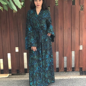 Kimono Bathrobe Bali Batik, Long Kimono Robe Bell Sleeve, Women Kimono ...