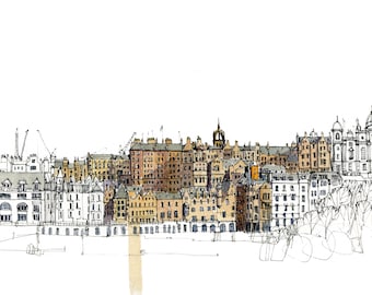 Edinburgh Art Print, Scott Monument Art Print, Watercolor Architecture ...