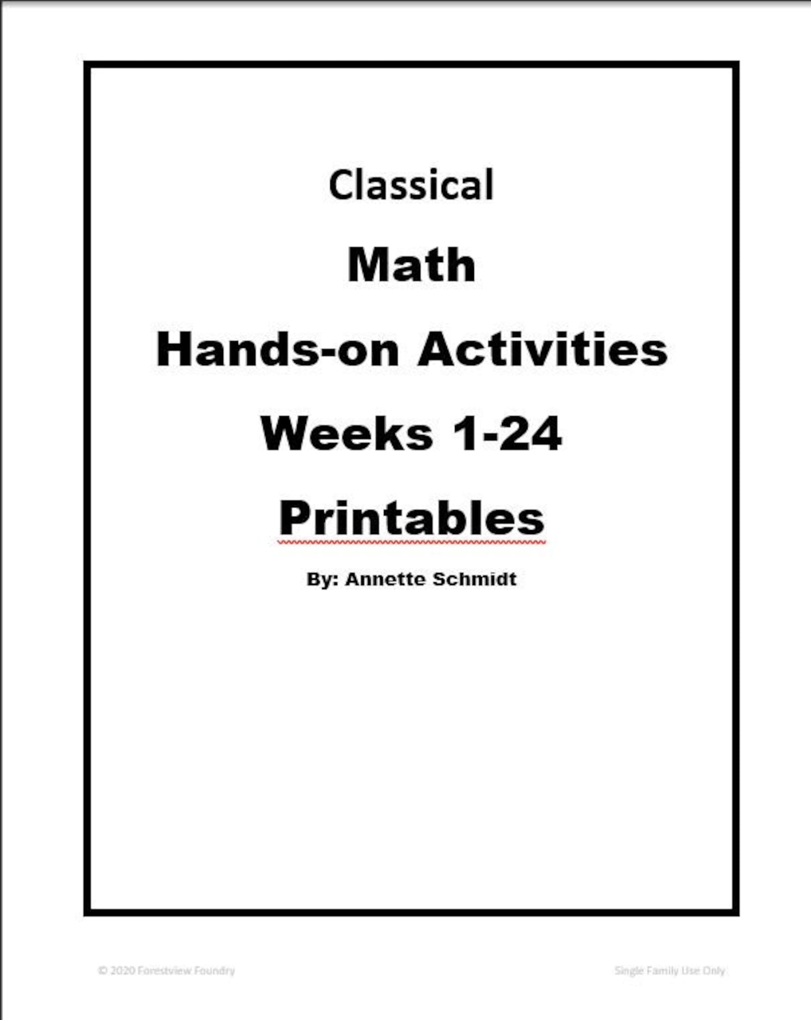 Classical Conversations Math Hands On Activities Guide Skip Counting