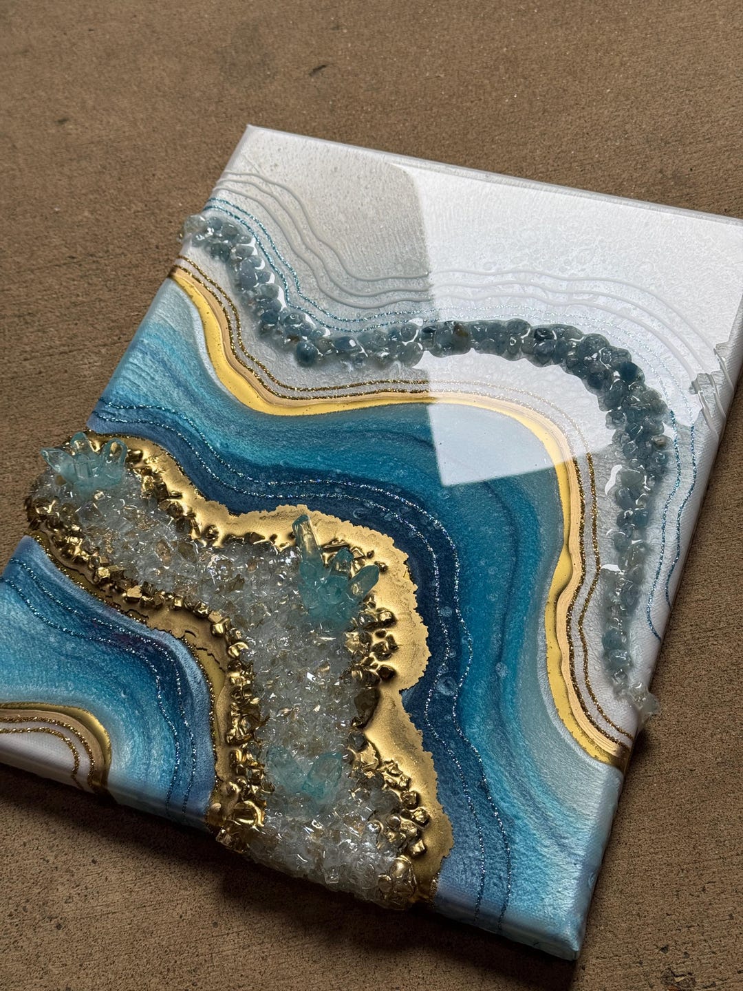 11x14″inches 3D Luxury Resin Geode Wall Art, Real Crystals Details ...