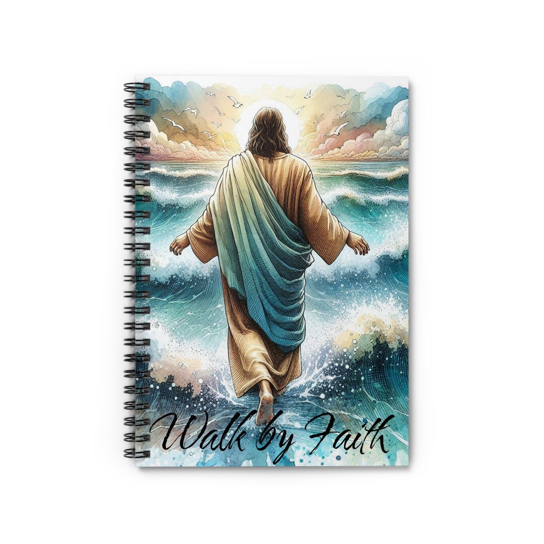 Faith Spiral Notebook - Jesus Walking on Water, Ruled Line, Christian ...