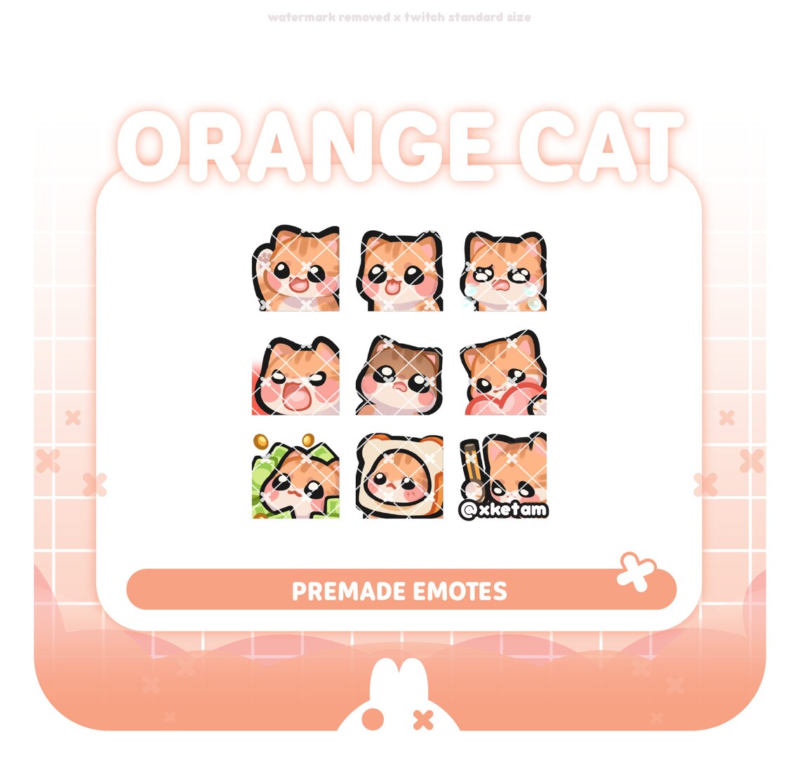 Orange Cat ( 9 X Emotes ) Premade Emotes for Streaming Twitch Youtube ...
