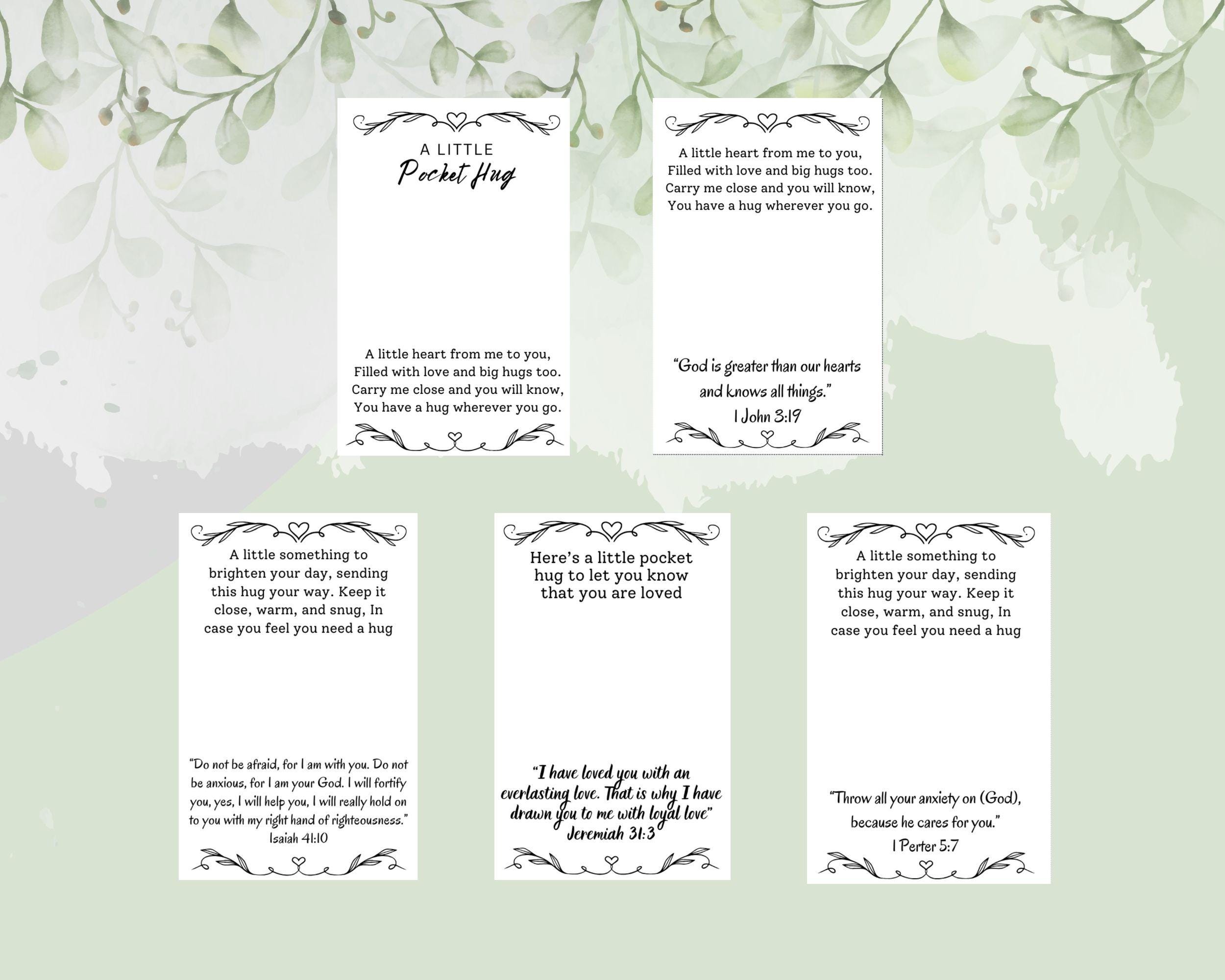 Printable Pocket Hug Card: Add Your Own Heart, With Scriptures ...