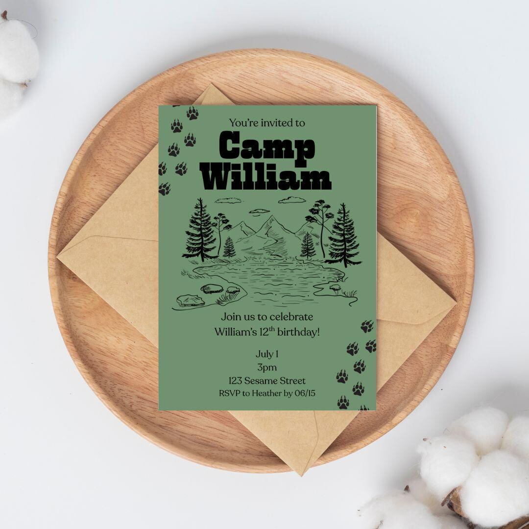 Camp Themed Birthday Party Invitation - Etsy