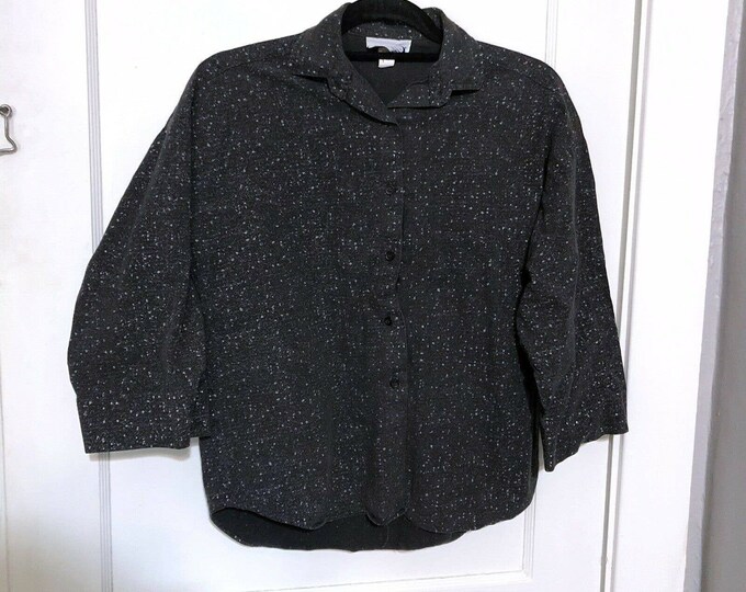 Vintage 80s Russ Togs Petites Sheer Gauze Yellow Grey Floral Blouse ...