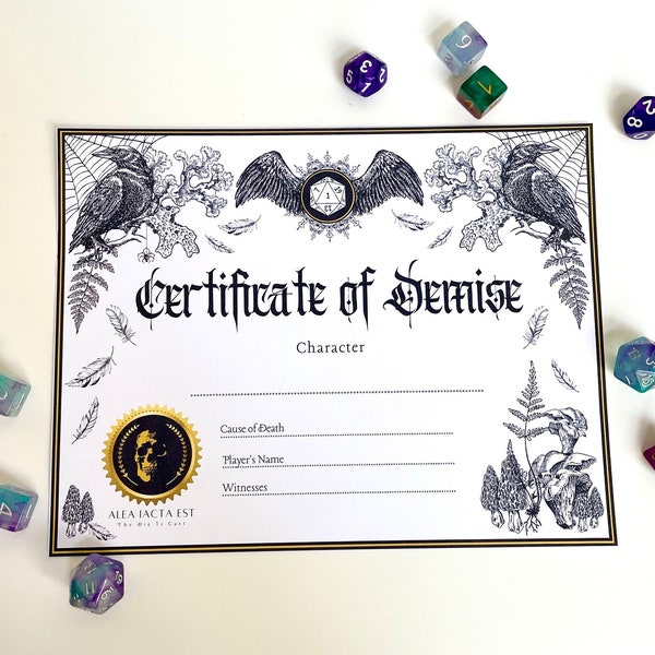 Dungeons and Dragons Certificate - Etsy