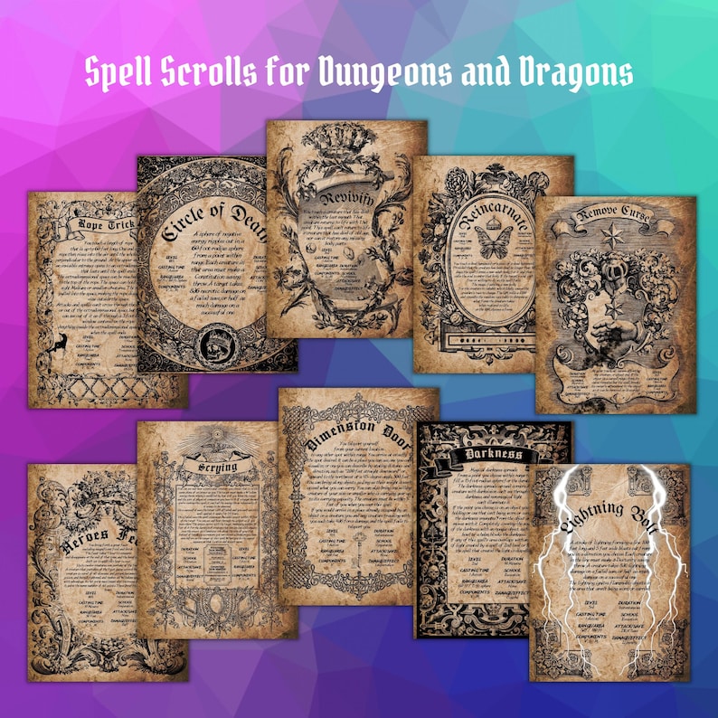 Parchment Spell Scroll Props for Dice and Dragons Set 2 - Etsy