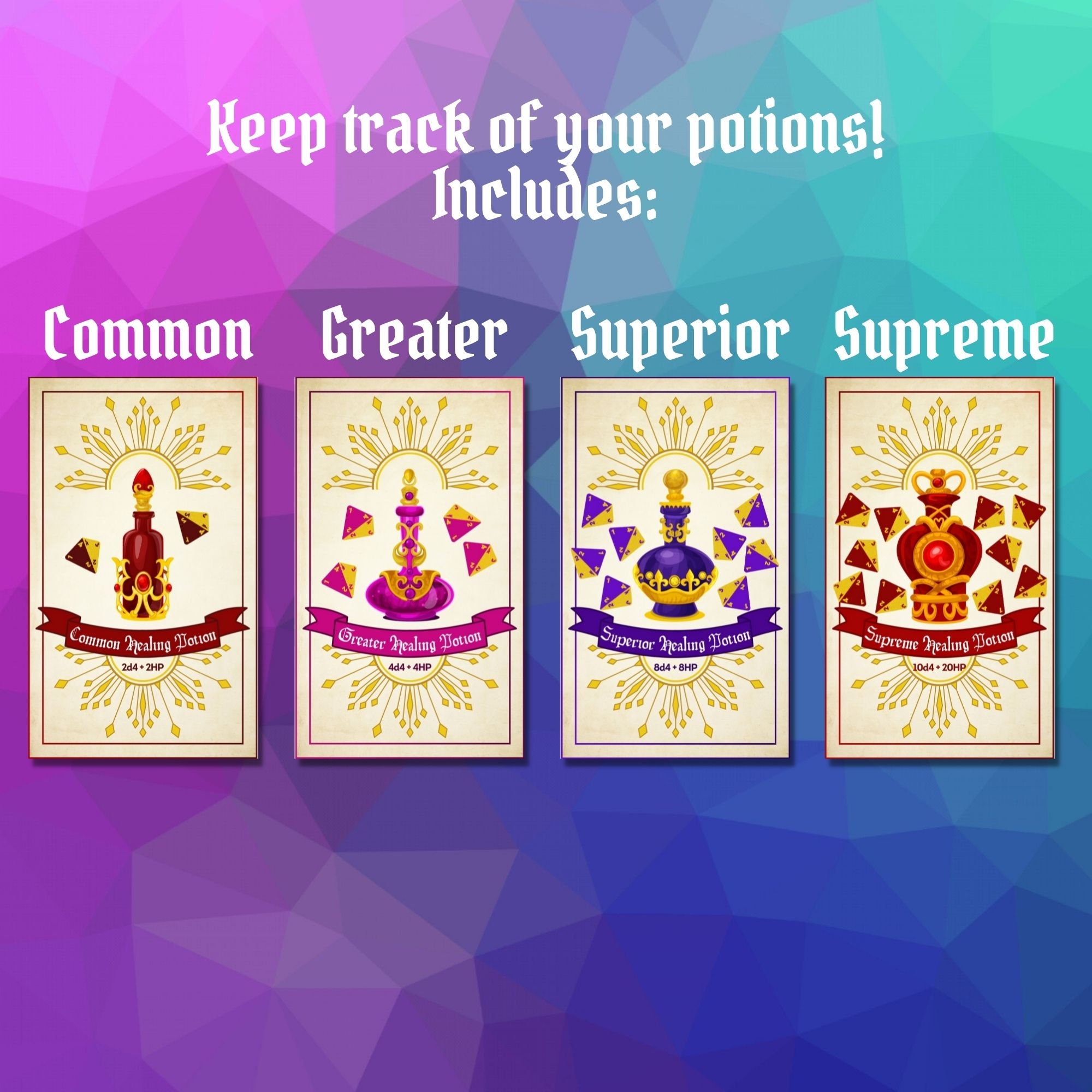 Healing Potion Card Printables for Dice and Dragons - Etsy
