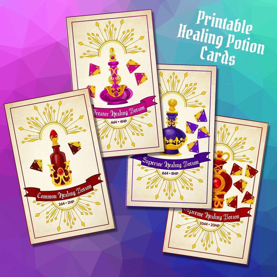 Healing Potion Card Printables for Dice and Dragons - Etsy