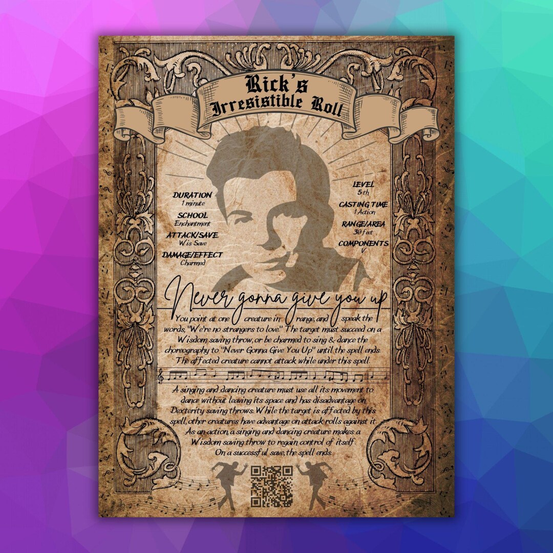 Rick Roll Spell Scroll Prop for RPG Dnd - Etsy