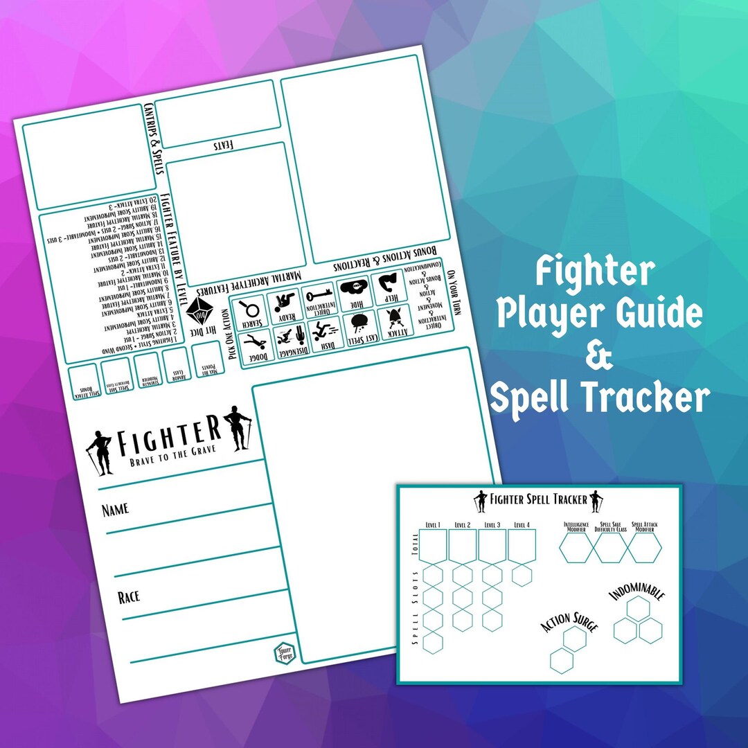 Fighter Player Guide Card and Spell Tracker for Dungeons and Dragons - Etsy