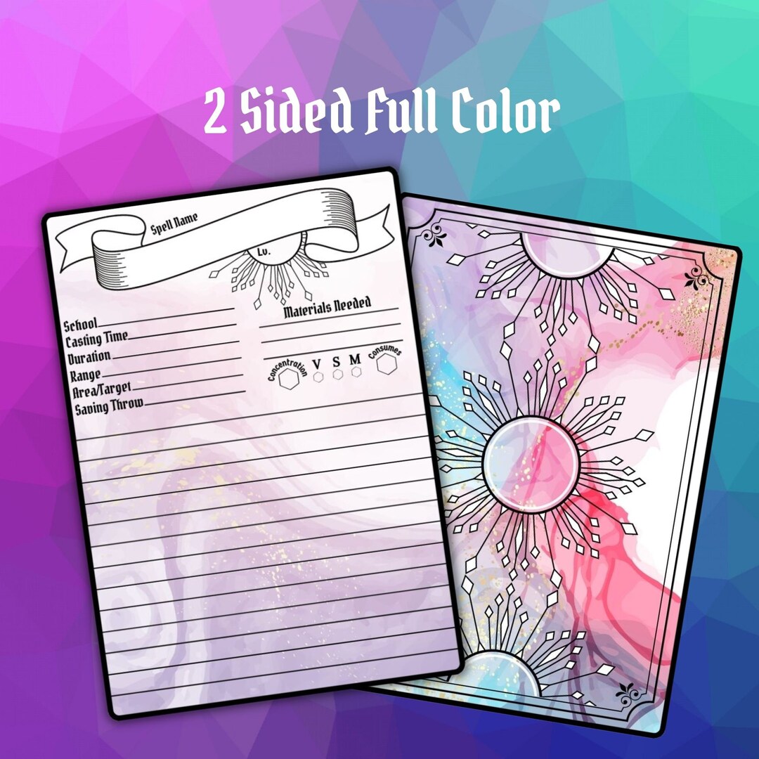 Swirled Ink Spell Cards for Dungeons and Dragons RPG - Etsy