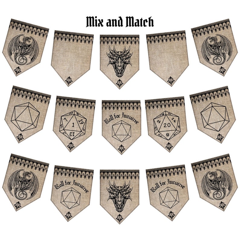 Rustic Fabric Dice and Dragons Themed Party Banner - Etsy