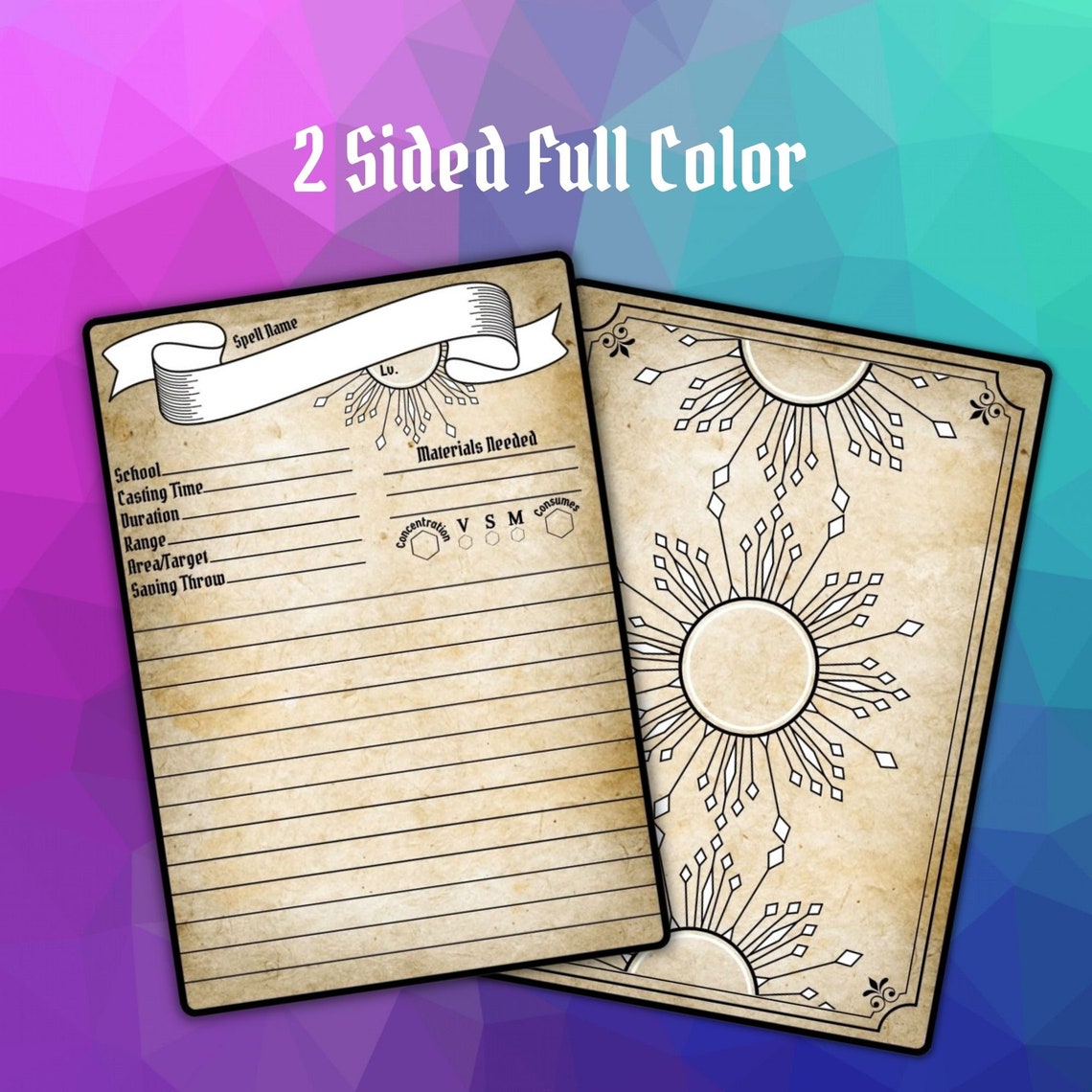Parchment Spell Cards for Dungeons and Dragons RPG - Etsy