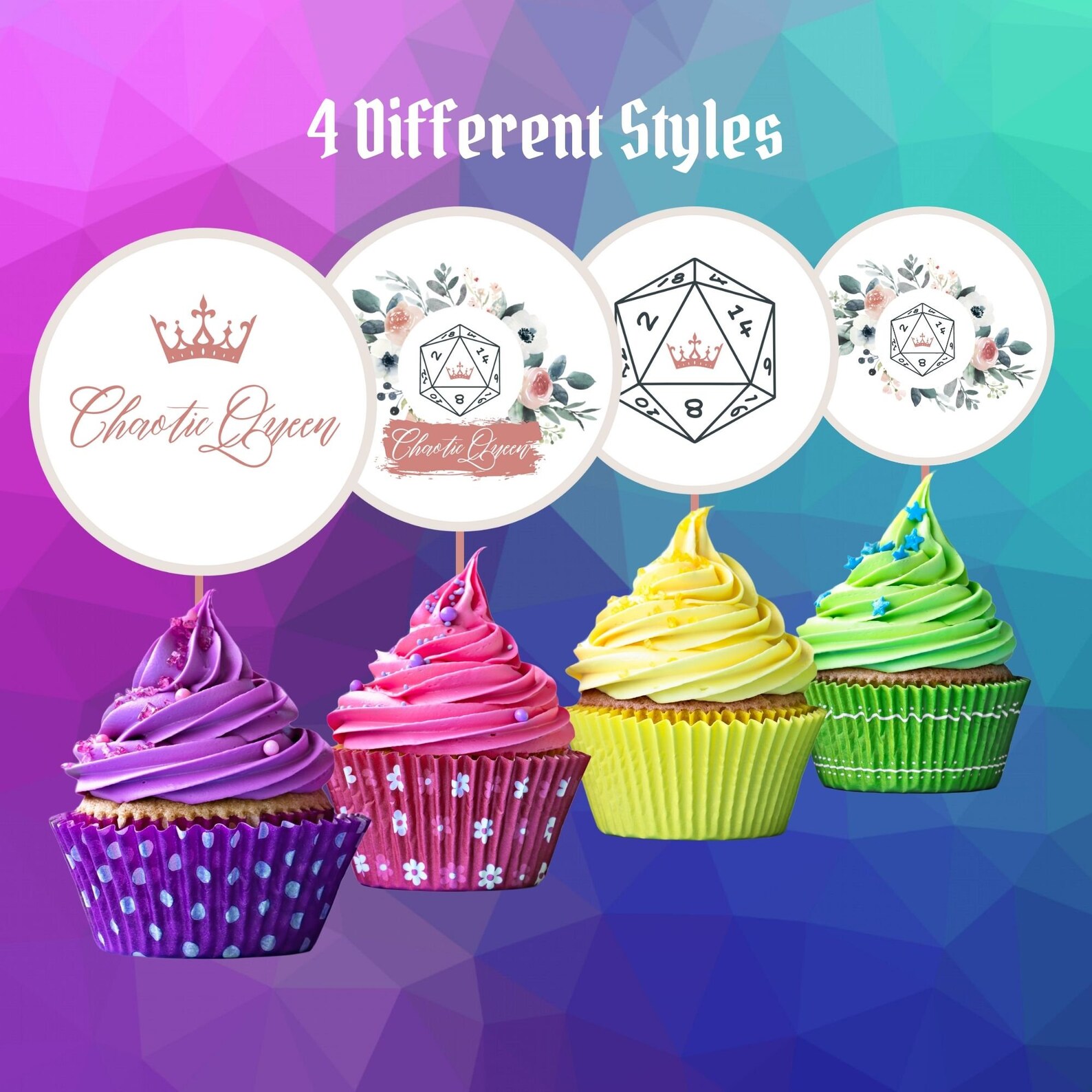 Chaotic Queen Dice and Dragons Printable Party Decoration Set - Etsy