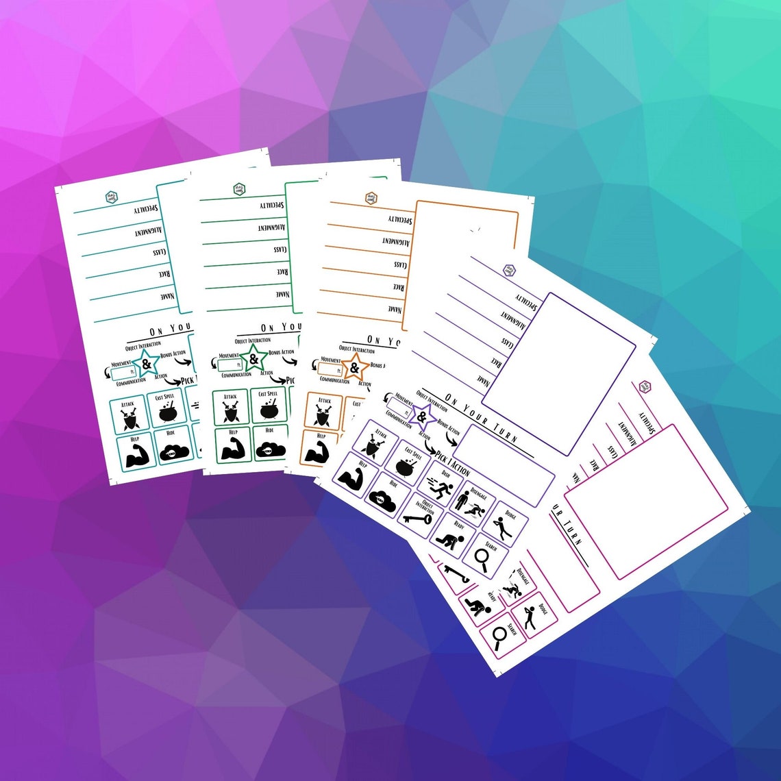 Player Turn Guide Card Printable for Dice and Dragons - Etsy
