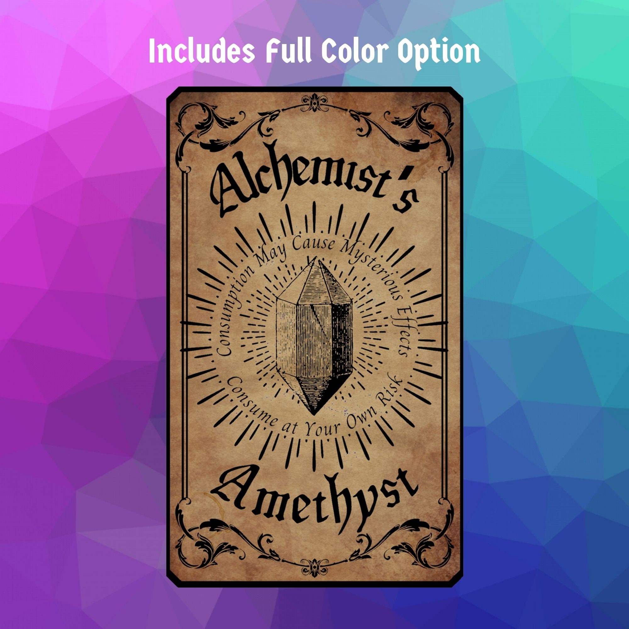 Alchemist's Amethyst Label for Fantasy Apothecary Jar - Etsy