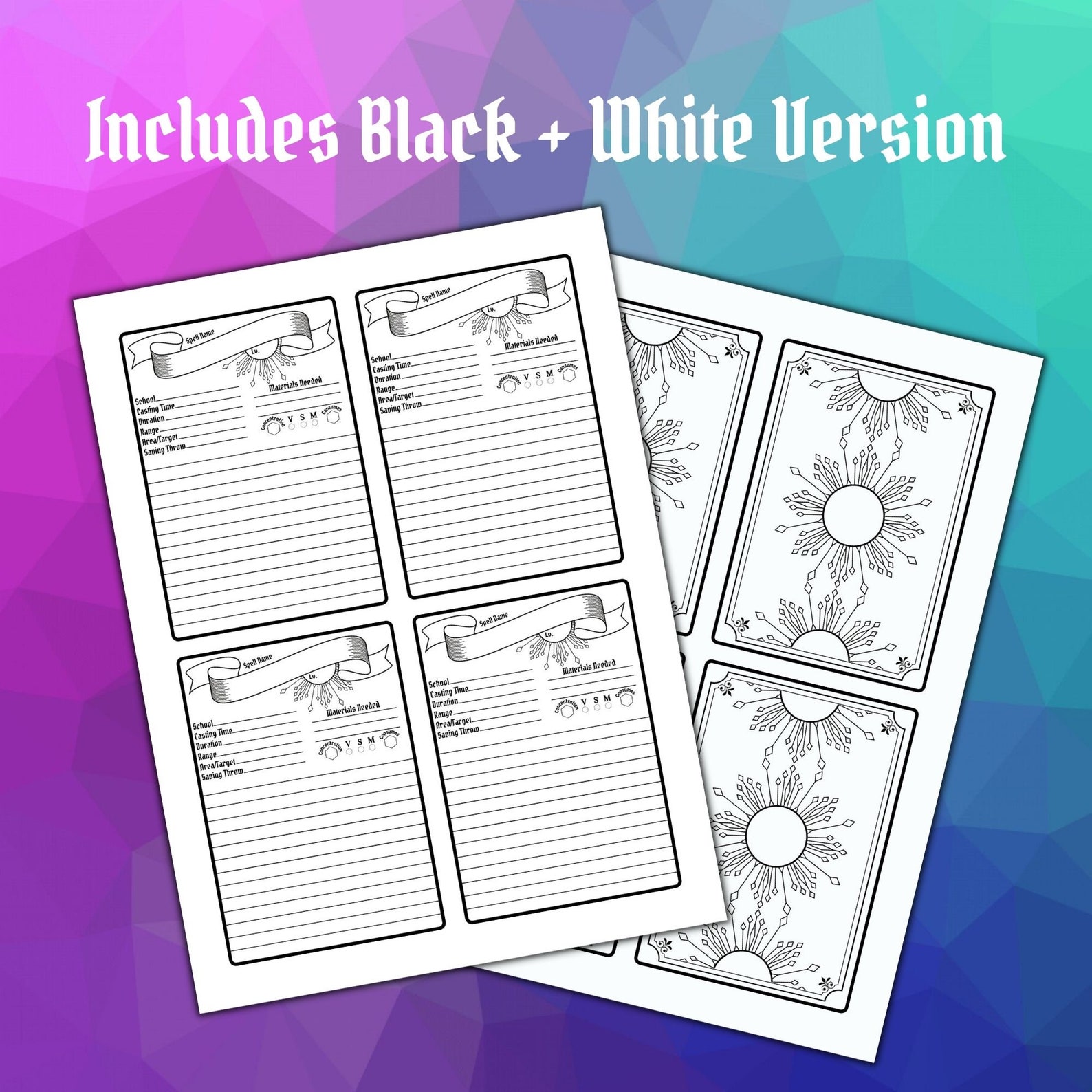 Parchment Spell Cards for Dungeons and Dragons RPG - Etsy