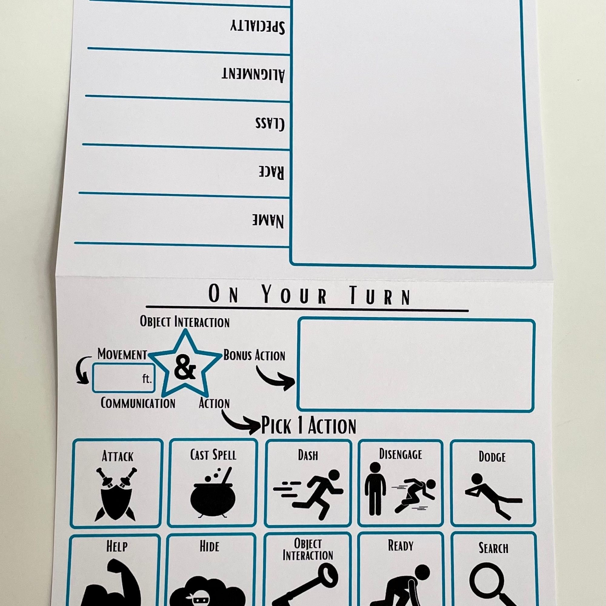 Player Turn Guide Card Printable for Dice and Dragons - Etsy