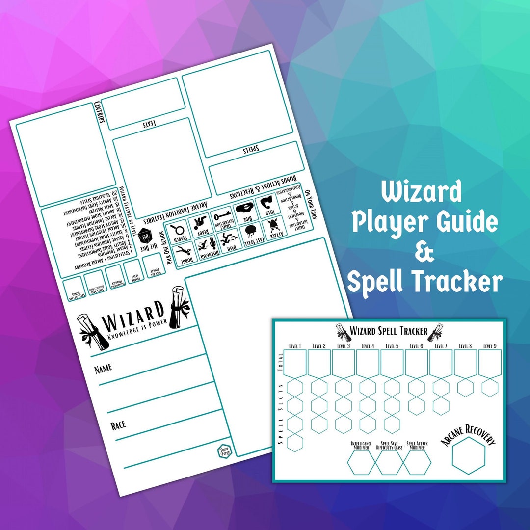 Wizard Player Guide Card and Spell Tracker for Dungeons and Dragons - Etsy