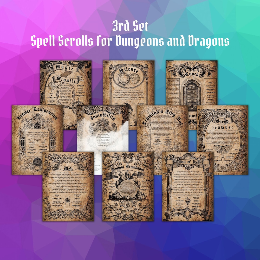 Parchment Spell Scroll Props for Dice and Dragons Set 3 - Etsy