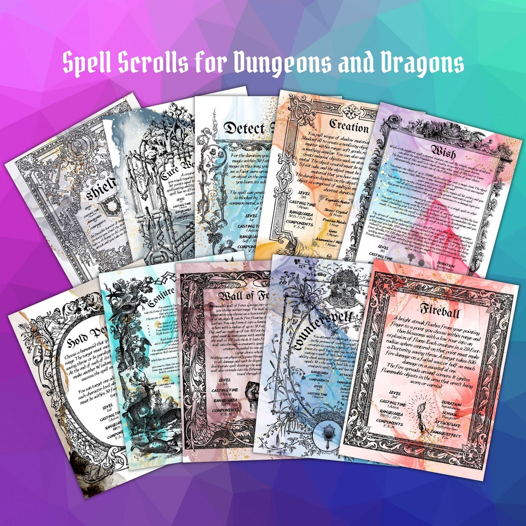 Color Spell Scroll Props for Dungeons and Dragons - Etsy