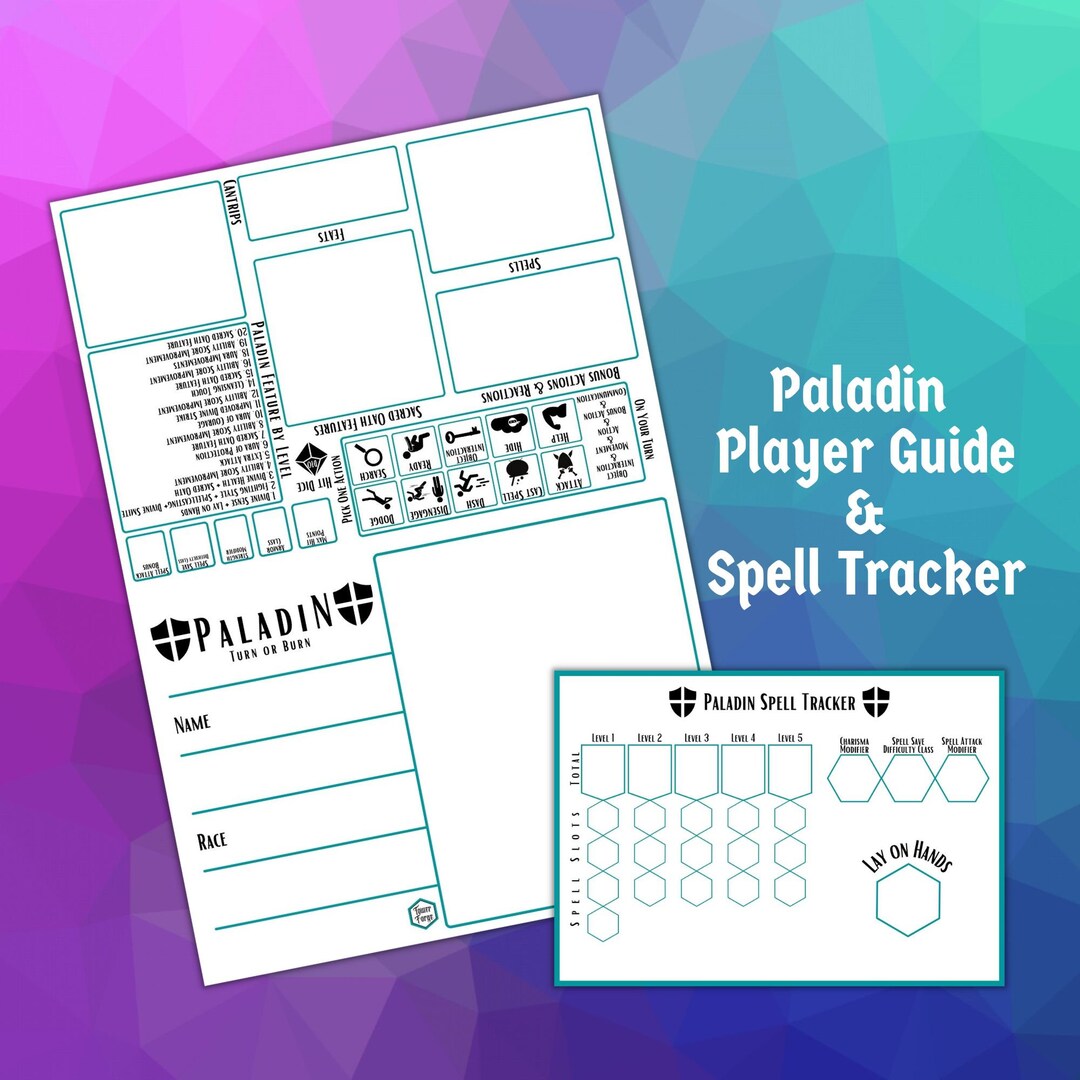 Paladin Player Guide Card and Spell Tracker for Dungeons and Dragons - Etsy