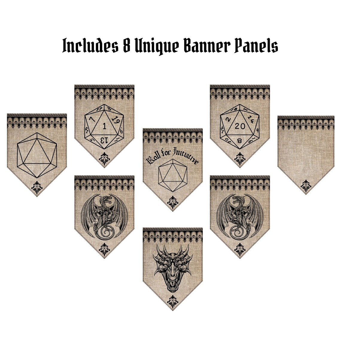 Rustic Fabric Dice and Dragons Themed Party Banner - Etsy