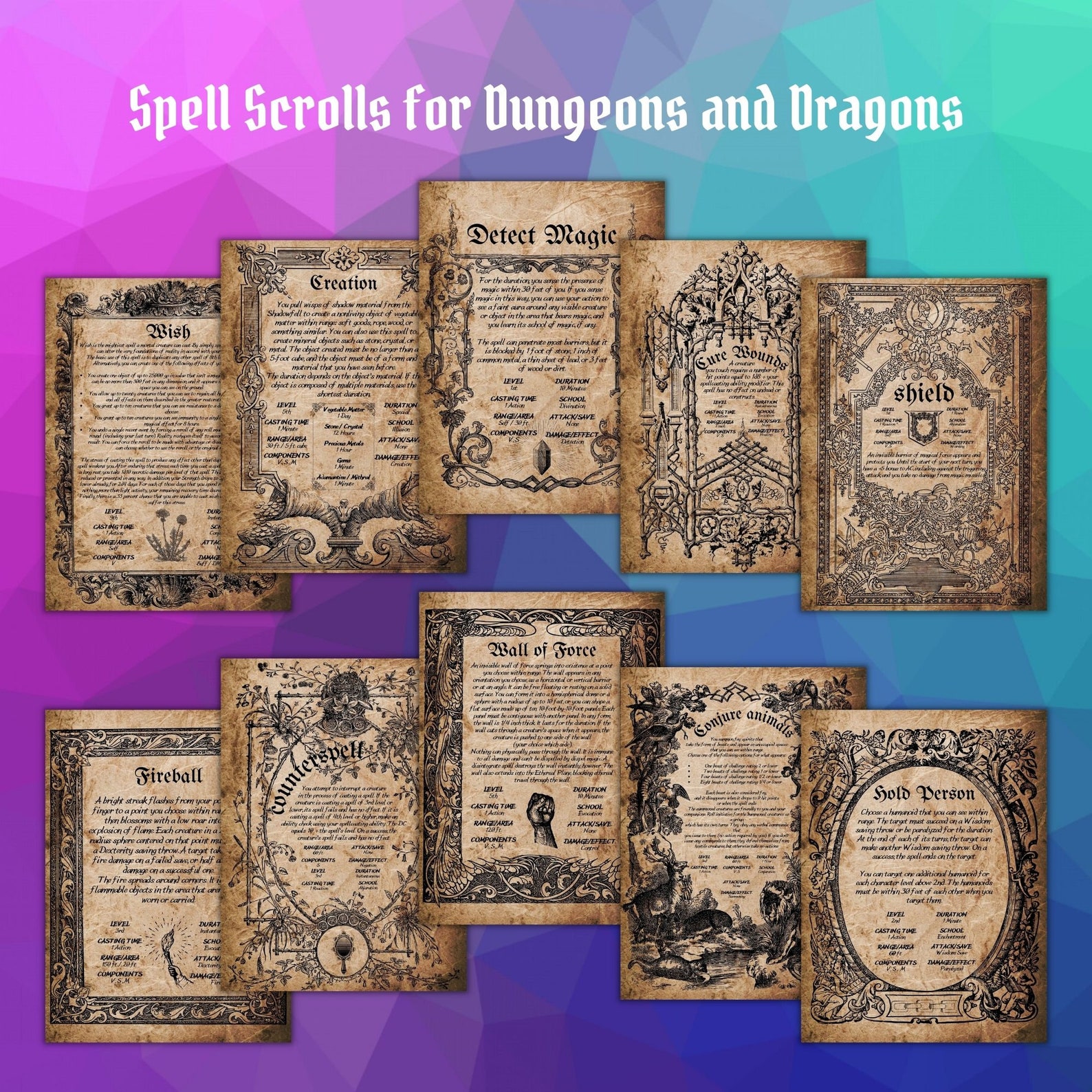 Parchment Spell Scroll Props for Dungeons and Dragons - Etsy