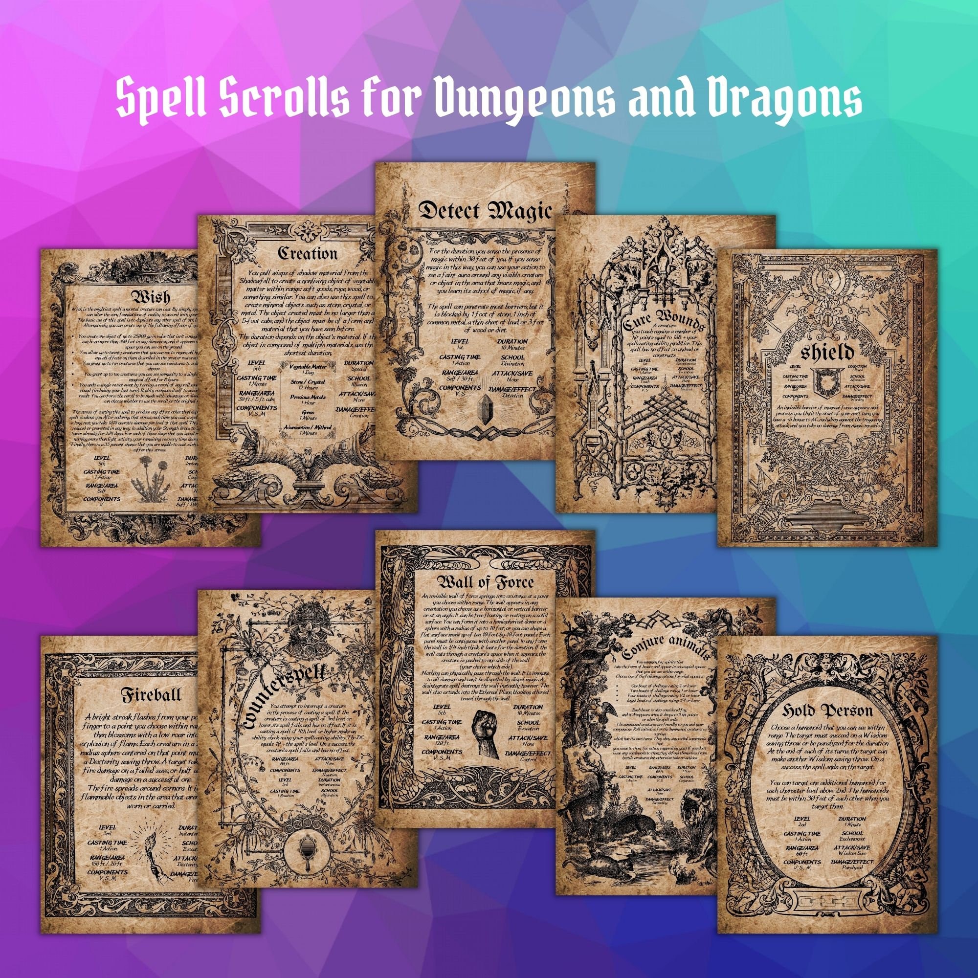 Parchment Spell Scroll Props for Dungeons and Dragons - Etsy