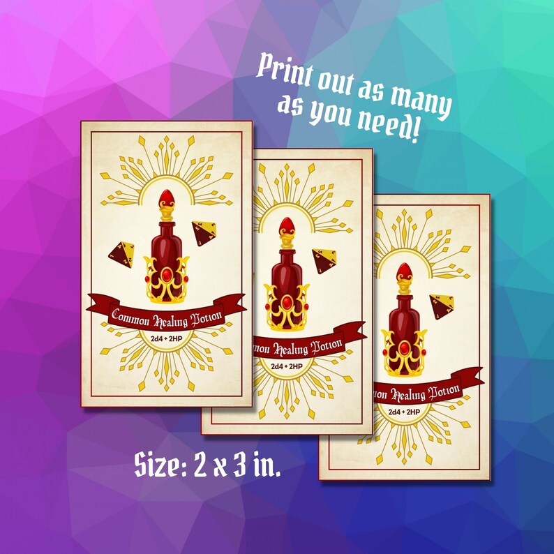 Healing Potion Card Printables for Dice and Dragons - Etsy