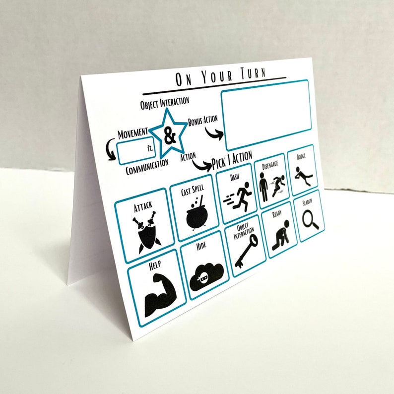 Player Turn Guide Card Printable for Dice and Dragons - Etsy