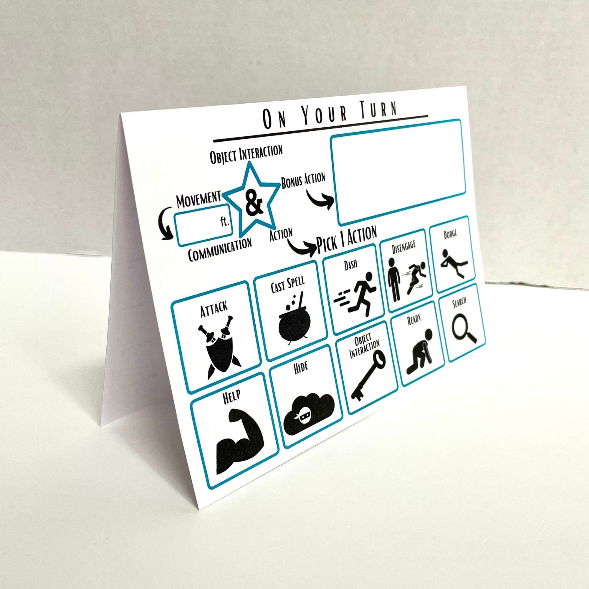 Player Turn Guide Card Printable for Dice and Dragons - Etsy