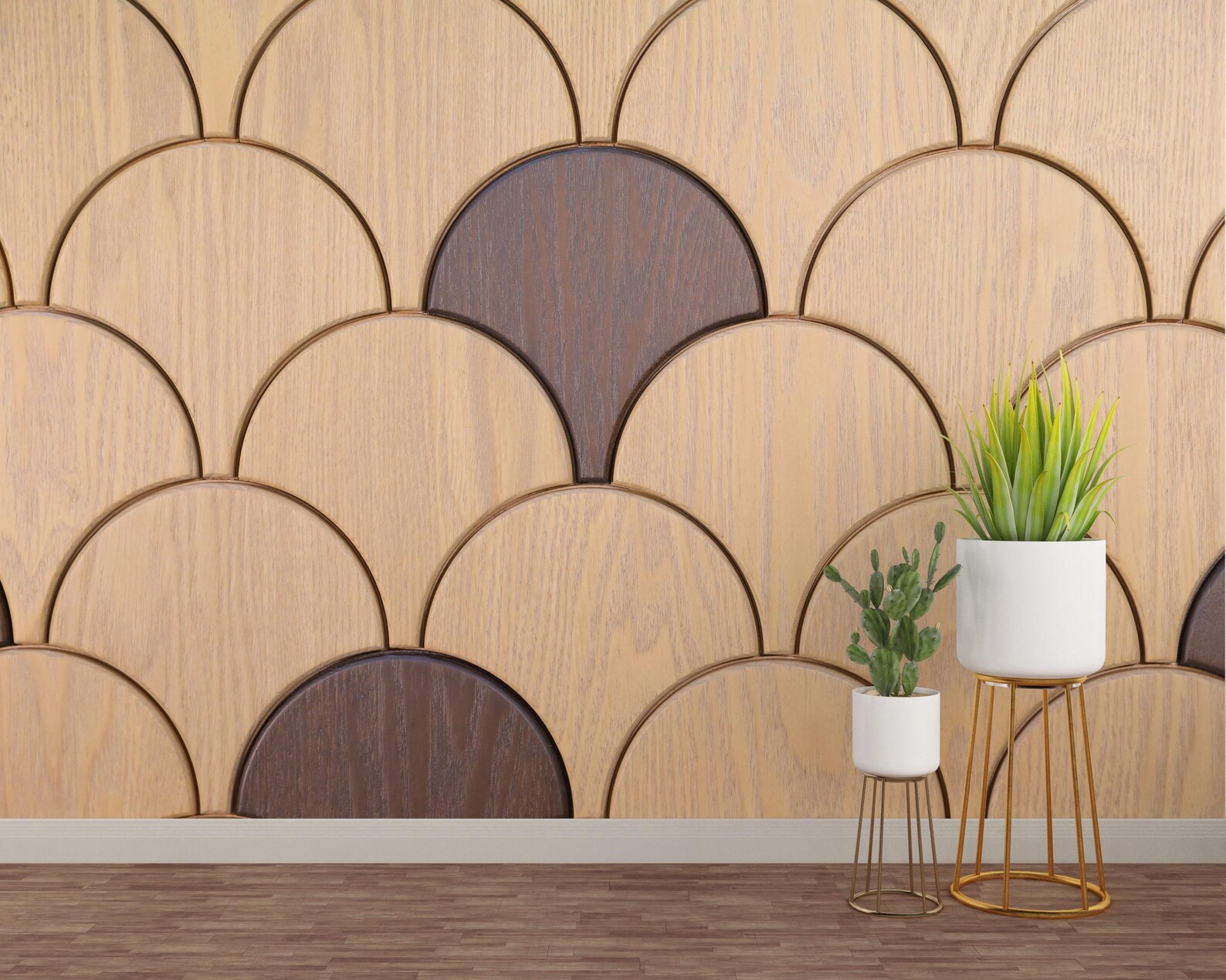 Scallop Wood Pattern Wall Mural – Natural Wood-tone Wallpaper With ...