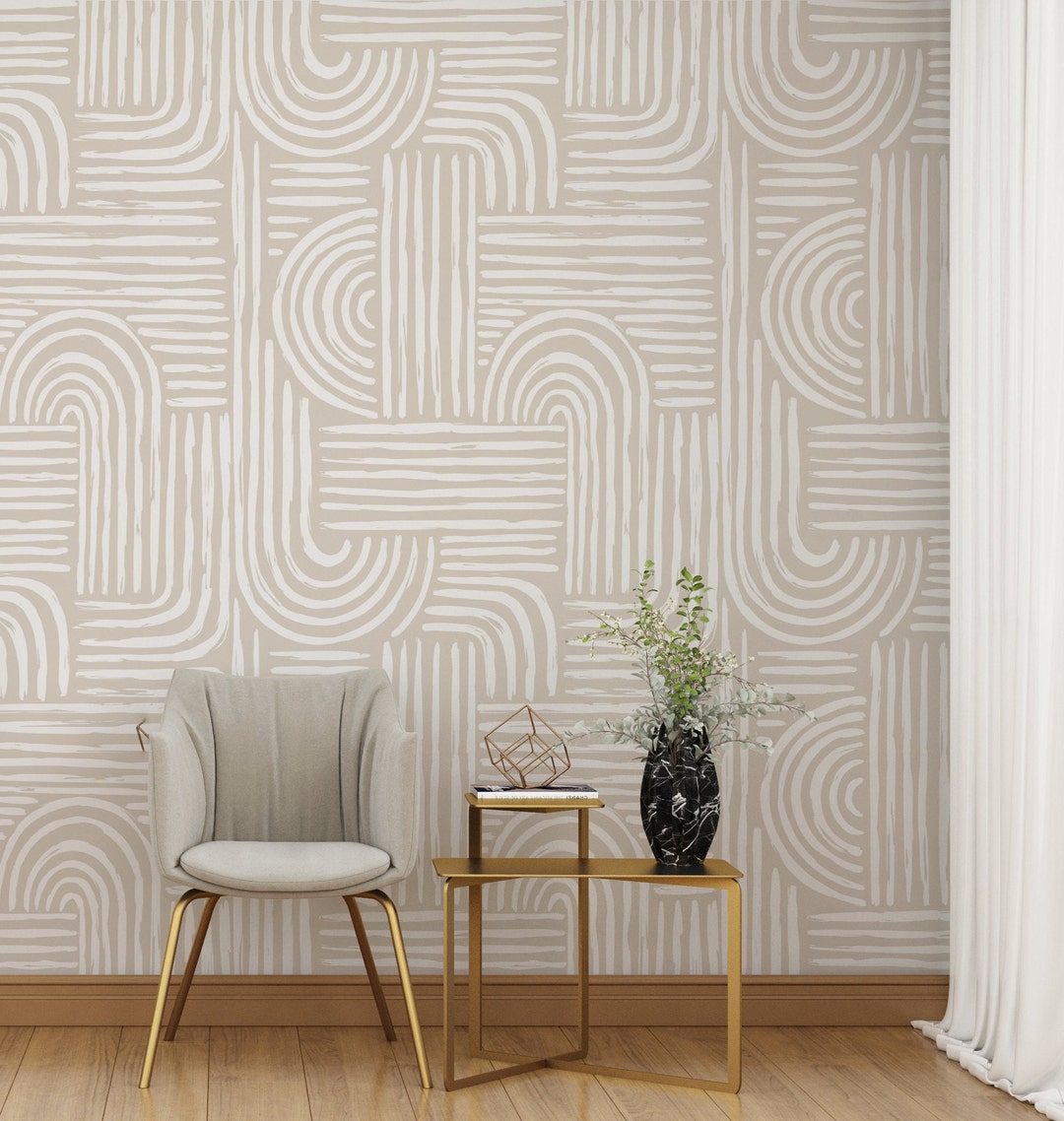 Abstract Minimalist Lines Pattern Wallpaper | Wall Mural | Peel and ...