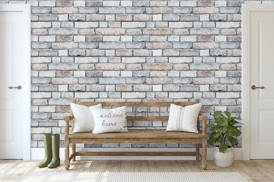 Textured Brick Wallpaper | Wall Mural | Peel and Stick Brick ...