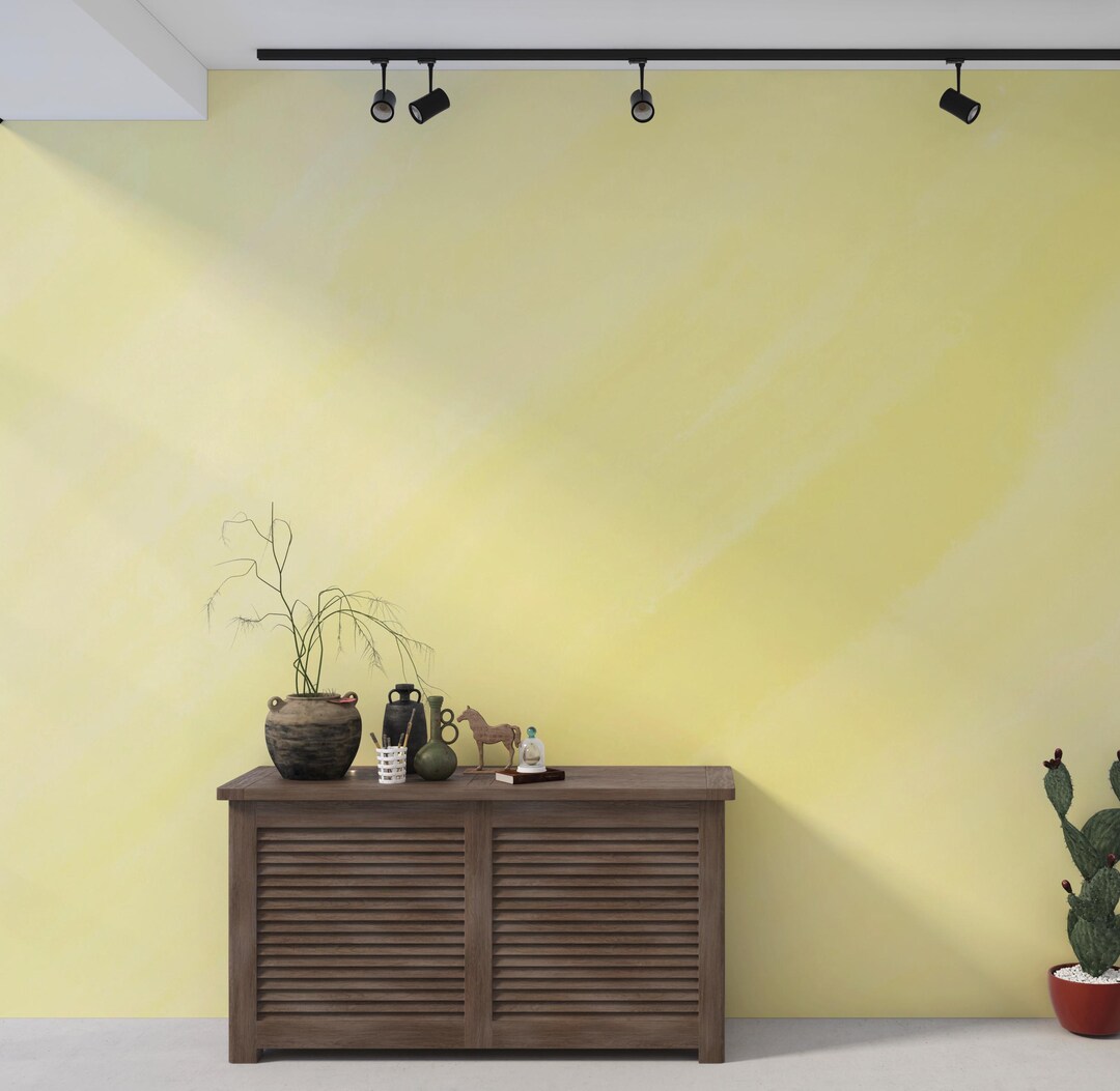 Warm Yellow Watercolor Wallpaper, Abstract Soft Yellow Wall Background ...