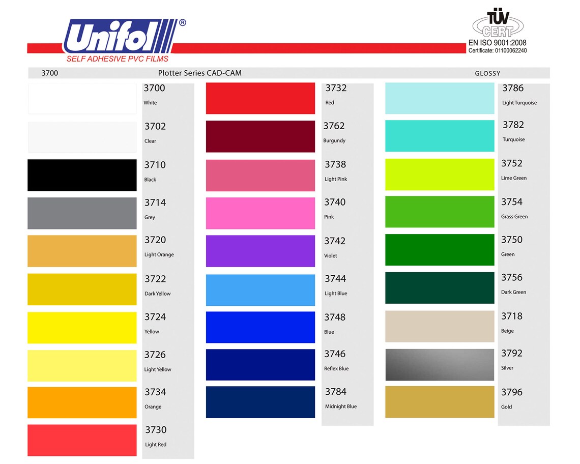 UNIFOL 3700 Adhesive Vinyl 24x 10Yd Graphics and | Etsy