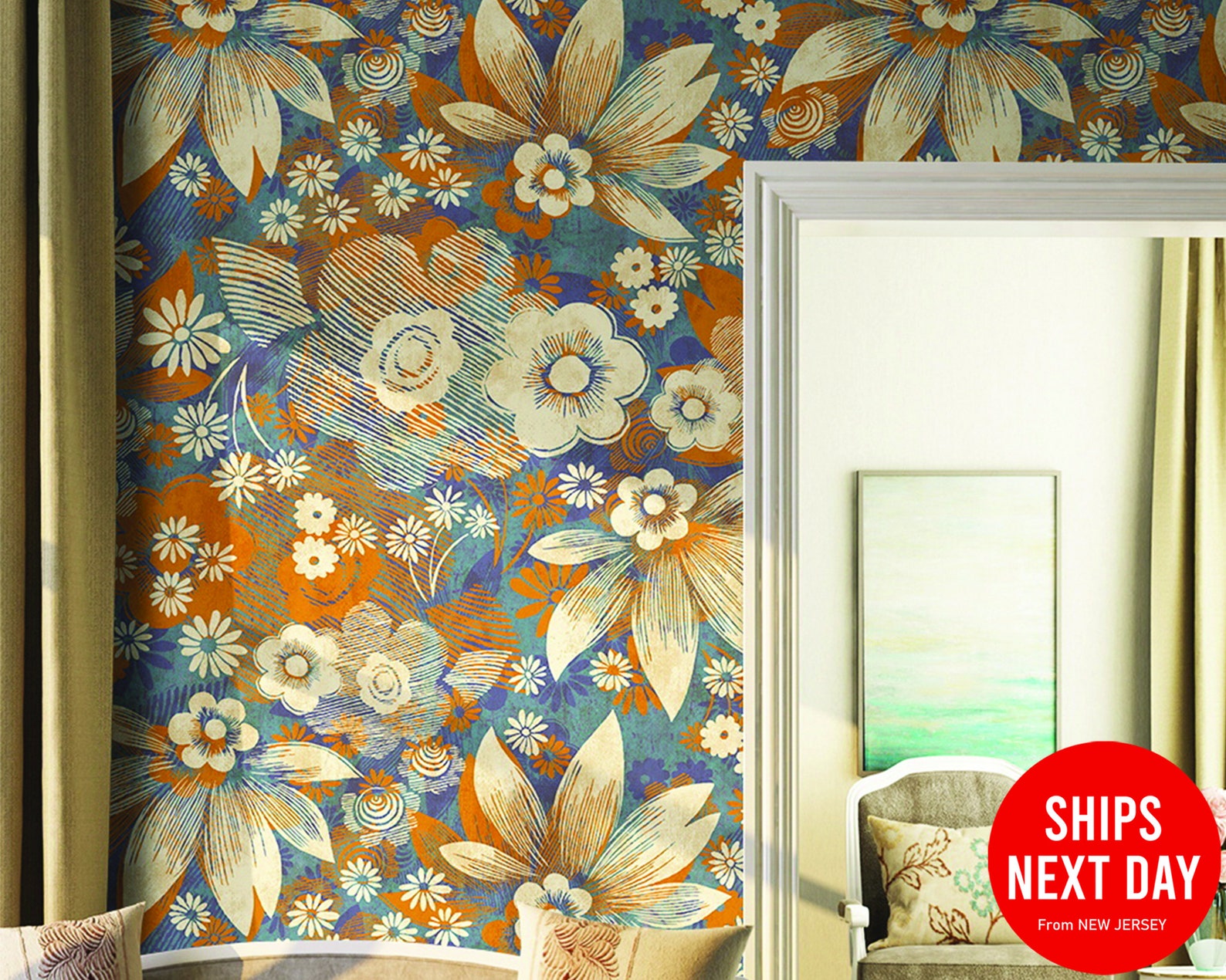 Modern Plant Flower Pattern Wallpaper Flower Wall Mural | Etsy