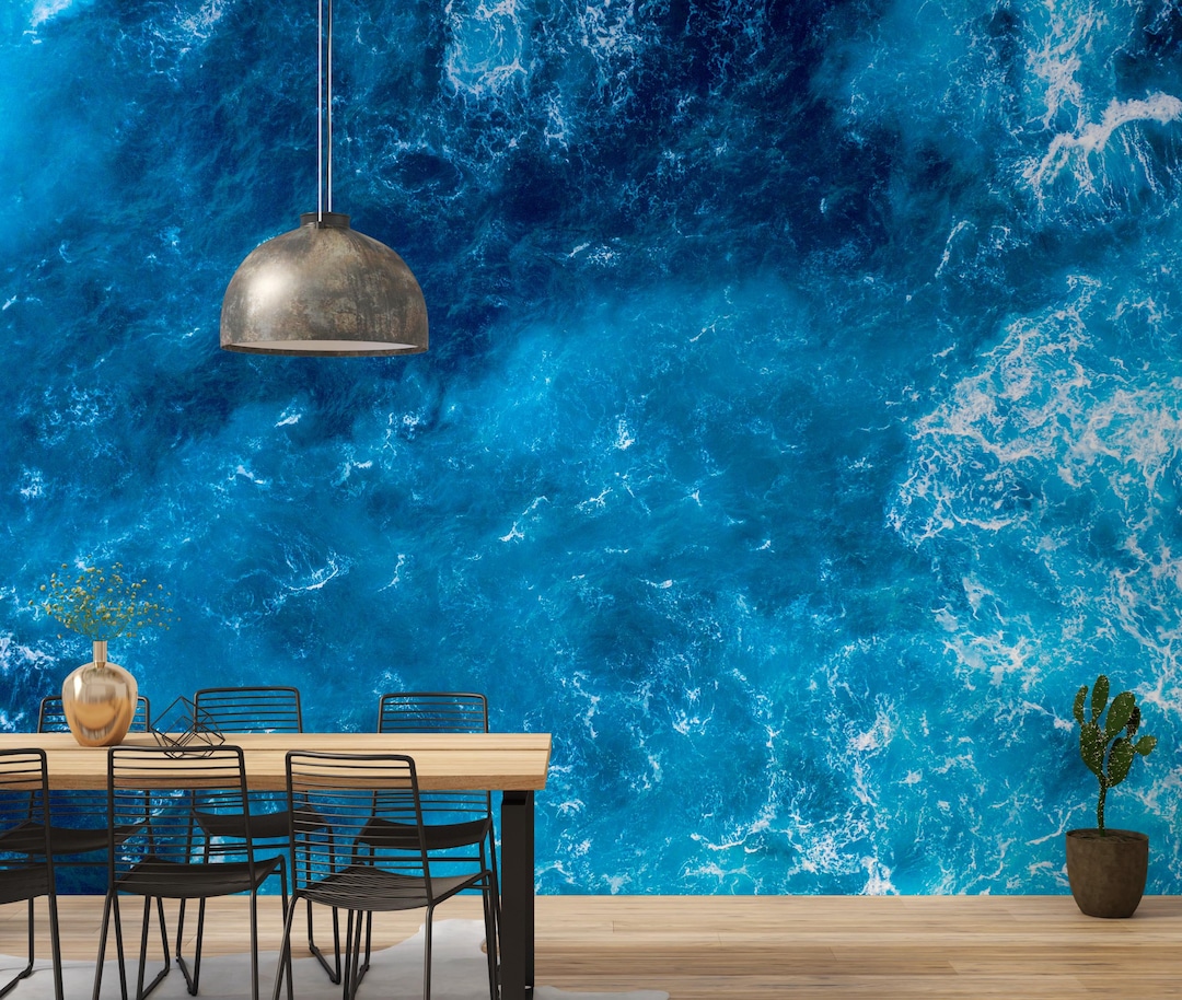 Crystal Blue Ocean Water Wall Mural – Vivid Sea Texture Wallpaper for ...