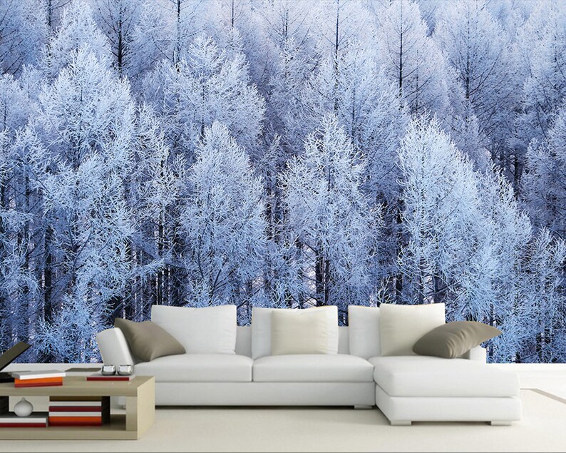 Winter Forest Wallpaper Mural | Peel and Stick, Removable, Custom Size ...