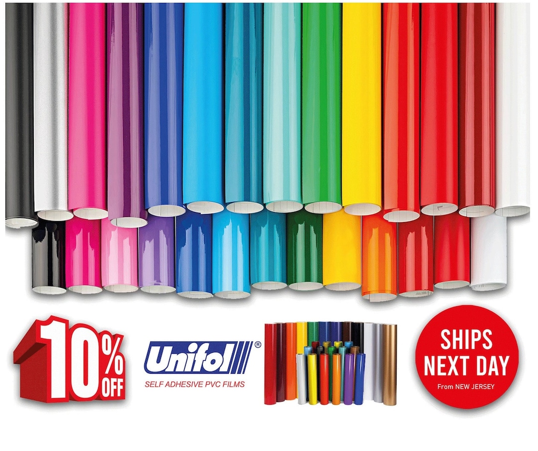 UNIFOL Permanent Adhesive Vinyl Roll | Glossy Finish, 24" X 10 Yards - Etsy