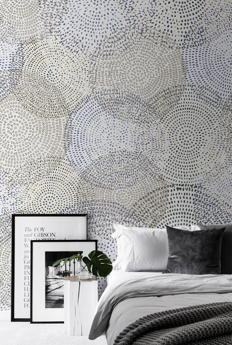 Modern Geometry Wave Dot Dot Pattern Wallpaper Wall Mural | Etsy