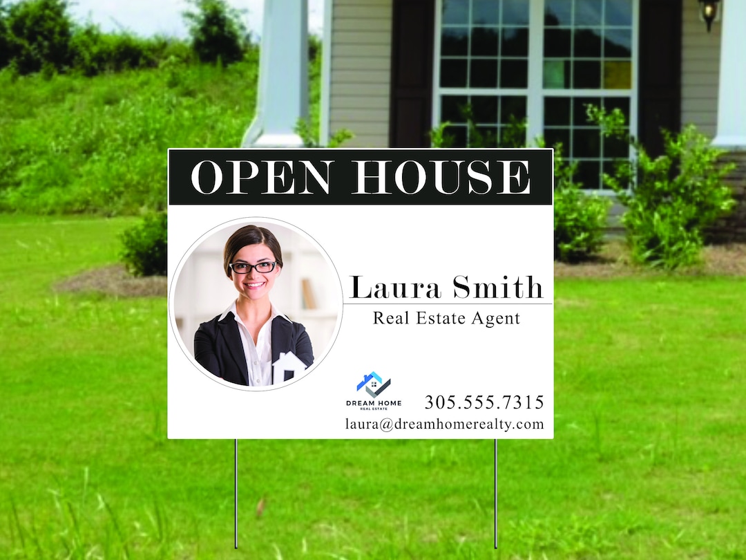 Personalized Open House Sign, Custom Real Estate Open House Lawn Sign ...