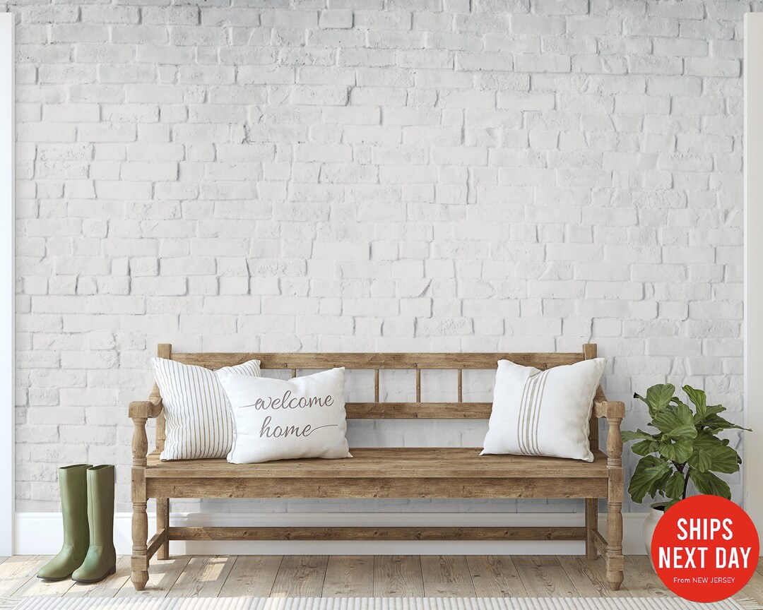 Natural White Brick Wallpaper | Wall Mural | Peel and Stick Self ...