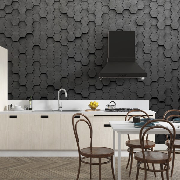 Black Hexagon Wallpaper - Etsy